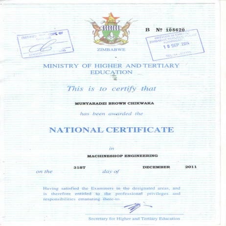 National Certificate | PDF