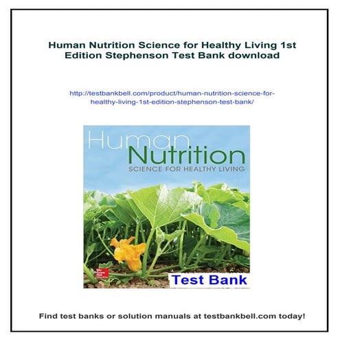 Human Nutrition Science for Healthy Living 1st Edition Stephenson Test ...