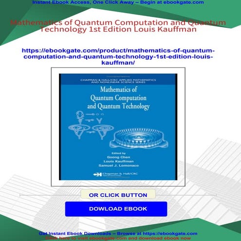 Mathematics of Quantum Computation and Quantum Technology 1st Edition ...