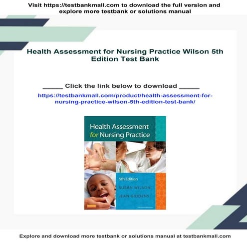 Test bank Health Assessment for Nursing Practice 6th Edition Wilson | PDF