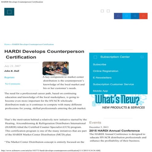 HARDI Develops Counterperson Certification | PDF