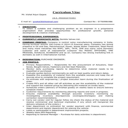 CV_PROCUREMENT ENGINEER_VISHAL | PDF