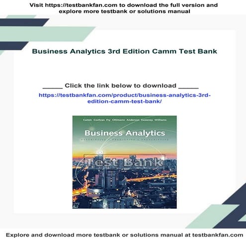 Business Analytics 3rd Edition Camm Test Bank | PDF