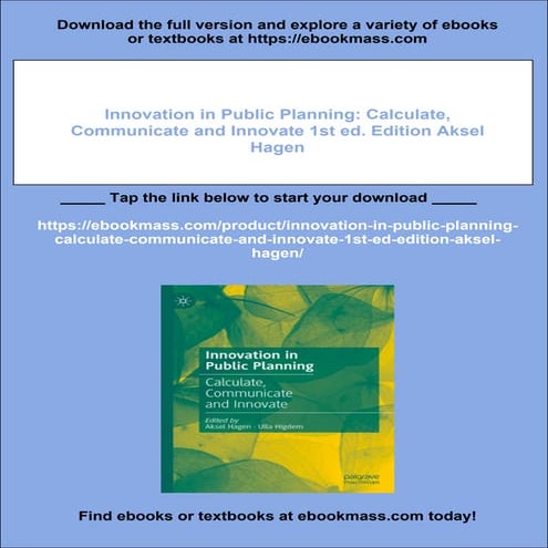 Innovation in Public Planning: Calculate, Communicate and Innovate 1st ...