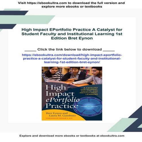High Impact EPortfolio Practice A Catalyst for Student Faculty and Institutional Learning 1st ...