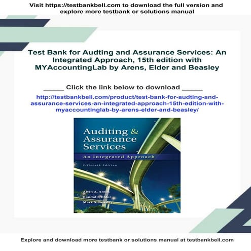 Test Bank for Audting and Assurance Services: An Integrated Approach ...