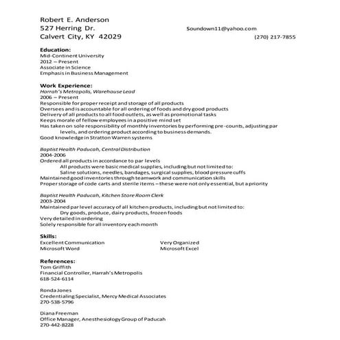 Robert Anderson Resume | DOCX