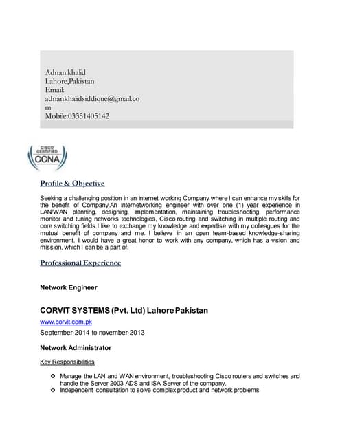 Maneesh CV - | DOCX | Computer Networking | Computing