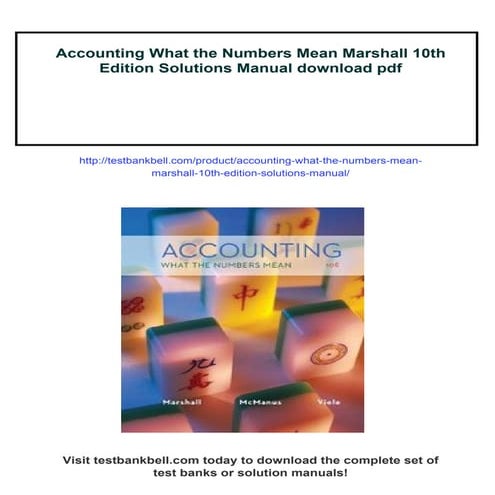 Accounting What the Numbers Mean Marshall 10th Edition Solutions Manual ...