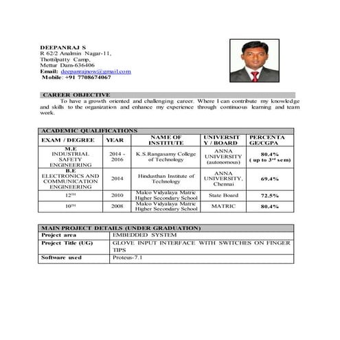 Deepanraj resume | DOCX