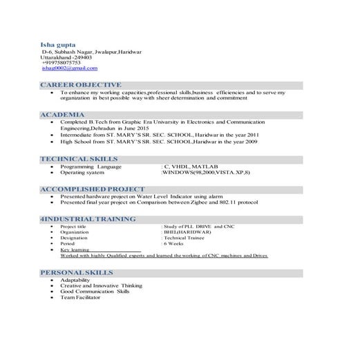 ISHA GUPTA RESUME | PDF
