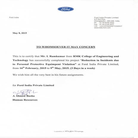 Ford Intern Cert | PDF