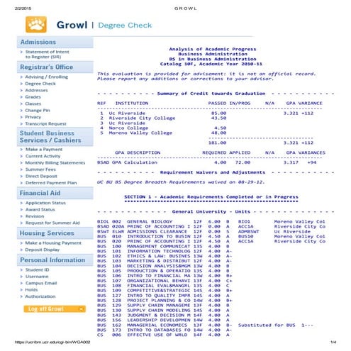 UCRDegreeCheck | PDF