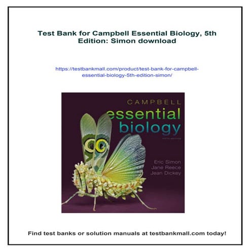 Test Bank for Campbell Essential Biology, 5th Edition: Simon | PDF