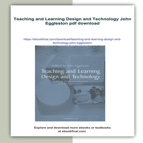 Teaching and Learning Design and Technology John Eggleston | PDF