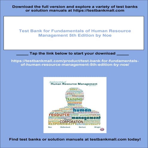 Test Bank for Fundamentals of Human Resource Management 5th Edition by ...