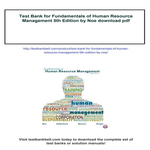 Test Bank for Fundamentals of Human Resource Management 5th Edition by ...
