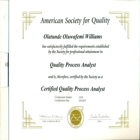 ASQ Certified Quality Process Analyst Cert. | PDF | Professional School ...