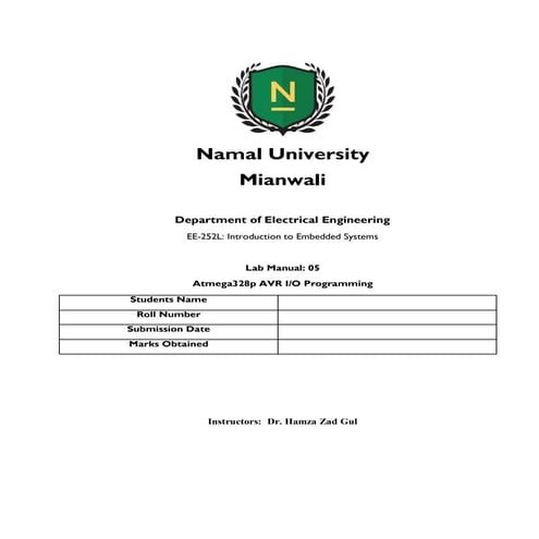 manual number 5 for embedded system course | PDF