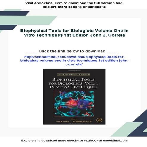 Biophysical Tools for Biologists Volume One In Vitro Techniques 1st ...