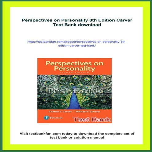 Perspectives on Personality 8th Edition Carver Test Bank | PDF