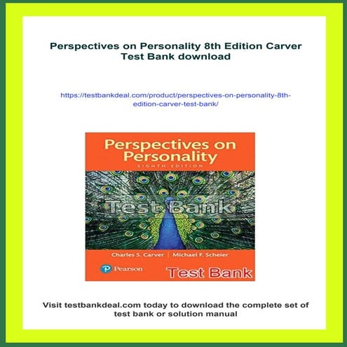 Perspectives on Personality 8th Edition Carver Test Bank | PDF