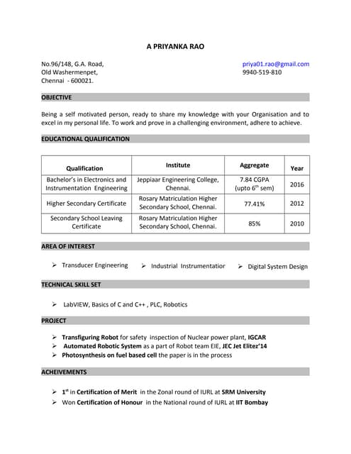 priya resume final | DOCX | Technology & Computing