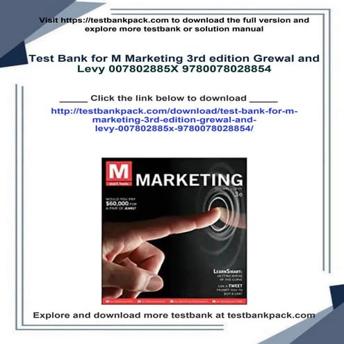 Test Bank for M Marketing 3rd edition Grewal and Levy 007802885X ...