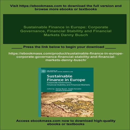 Sustainable Finance in Europe: Corporate Governance, Financial ...