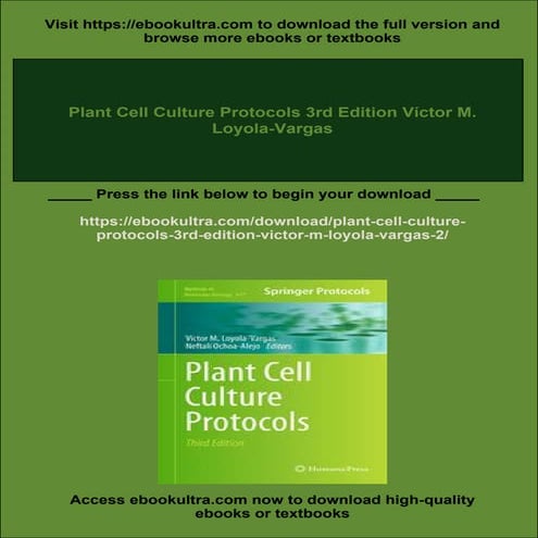 Plant Cell Culture Protocols 3rd Edition Víctor M. Loyola-Vargas | PDF