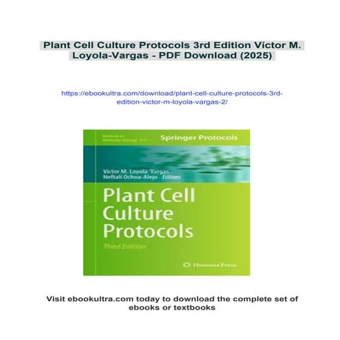 Plant Cell Culture Protocols 3rd Edition Víctor M. Loyola-Vargas | PDF