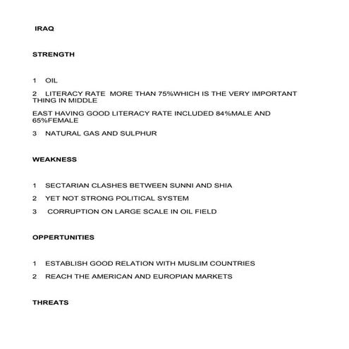 SWOT Iraq, Greece, Egept | DOC