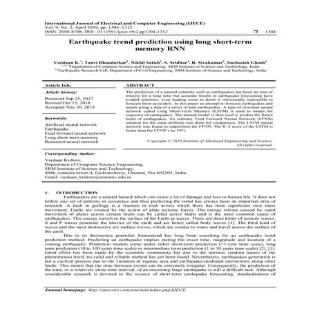 Earthquake trend prediction using long short-term memory RNN | PDF