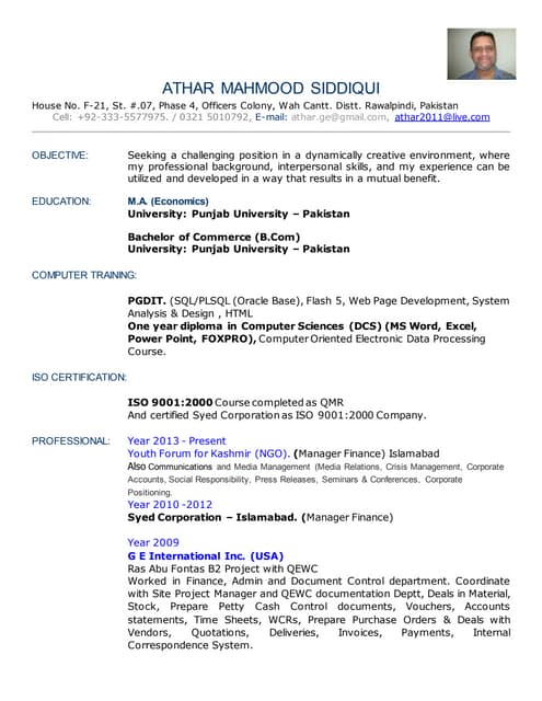 jawad cv | DOC | Business Accounting & Finance | Business