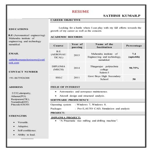 sathish kumar Resume | DOCX
