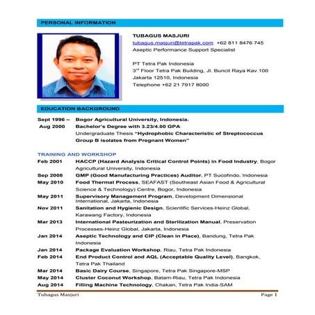 CV_MR.TUBAGUS MASJURI_03-2016 | PDF