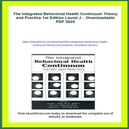 The Integrated Behavioral Health Continuum Theory and Practice 1st ...