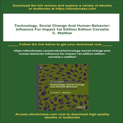 Technology, Social Change And Human Behavior: Influence For Impact 1st Edition Edition Cornelia ...