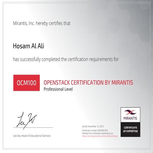OPENSTACK CERTIFICATION BY MIRANTIS OCM100_200-004-835 | PPT