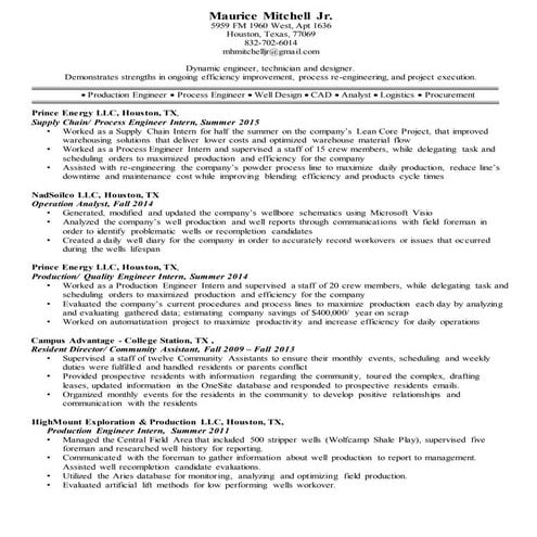 Maurice Mitchell's Resume | DOCX