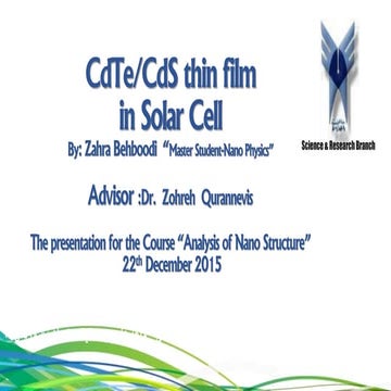CdTe-CdS thin film in Solar Cell | PDF