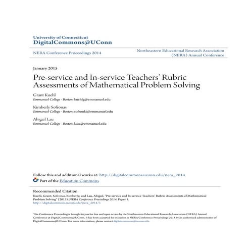 Pre-service and In-service Teachers? Rubric Assessments of Mathem | PDF ...