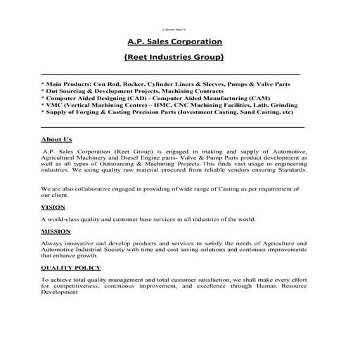 Reet Group Profile | PDF