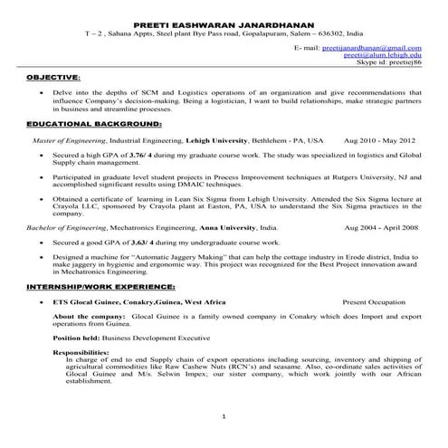 Resume_Preeti Janardhanan_IN | PDF