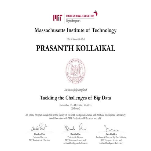 Certificate- BigData | PDF