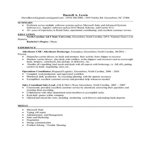 Darrell A Resume | DOCX