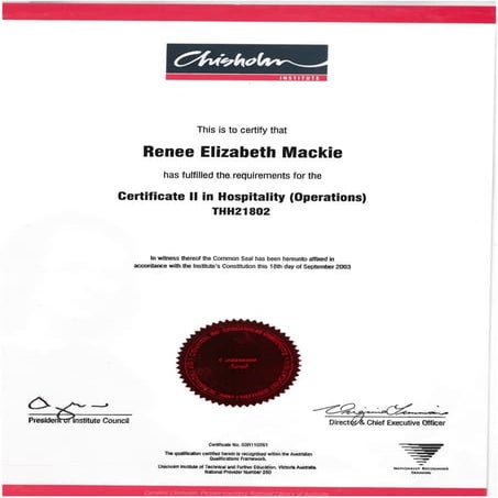 Certificate II in Hospitality -Operations | PDF