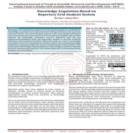 Knowledge Acquisition Based on Repertory Grid Analysis System | PDF | Technology & Computing