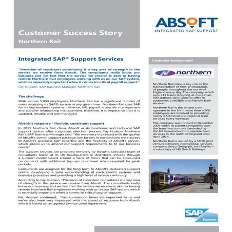 SAP Support | Northern Rail | Case Study | Absoft | PDF