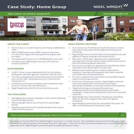 Home Group Case Study: 60+ UK Placements | PDF
